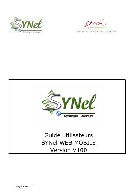 Guide utilisateurs SYNel WEB MOBILE Version V100