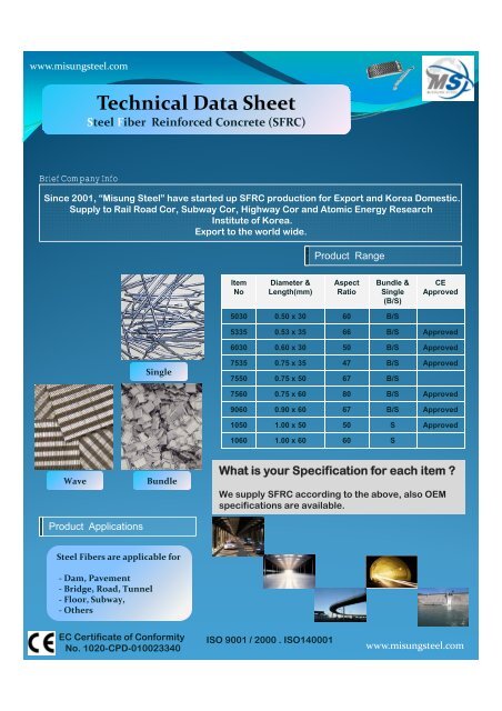 Technical Data Sheet - Misung Steel