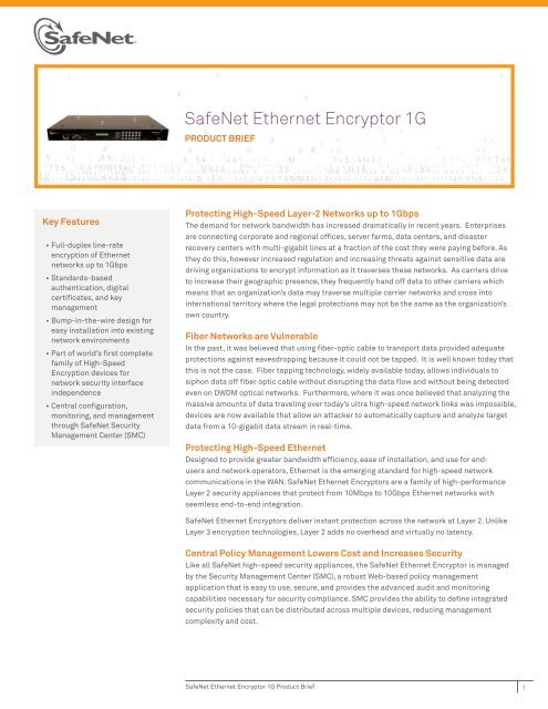 SafeNet Ethernet Encryptor 1G - CipherWire