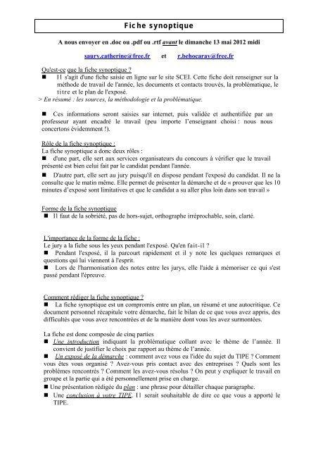fiche synoptique (PDF - 200 ko)