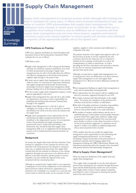 supply chain management. CIPS