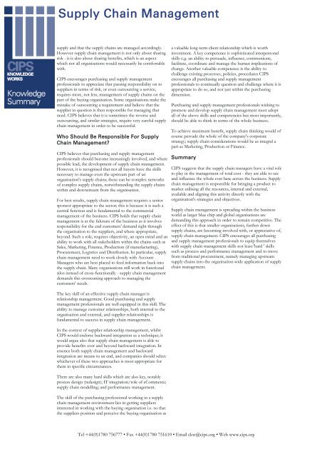 Supply Chain Management S