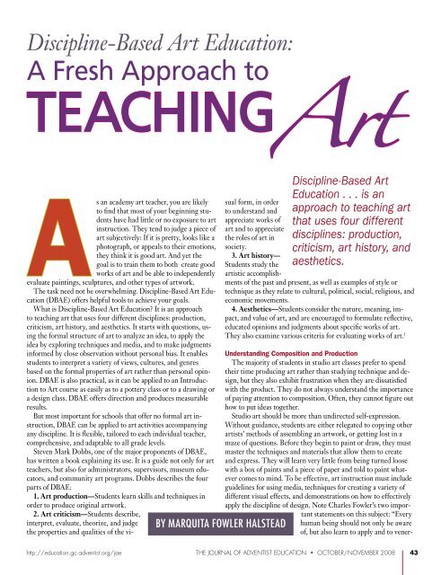 Discipline-Based Art Education: A Fresh Approach to TeAching - Circle