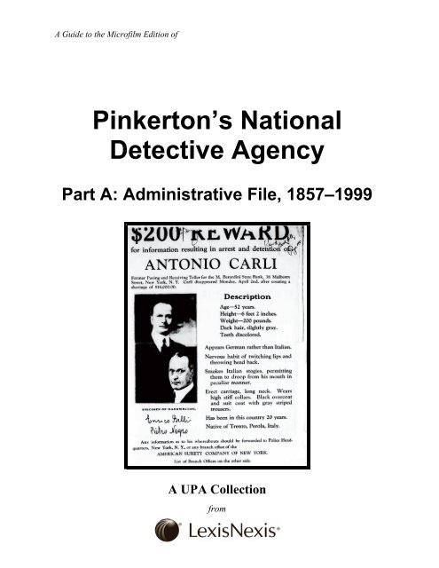 Pinkerton's National Detective Agency - ProQuest
