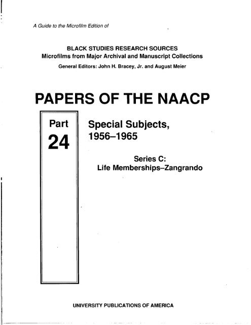 Papers of the NAACP, Part 24 - ProQuest