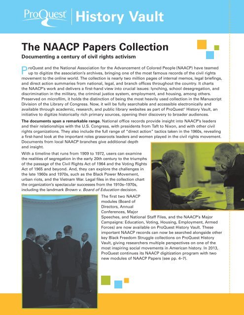 History Vault The NAACP Papers Collection - ProQuest