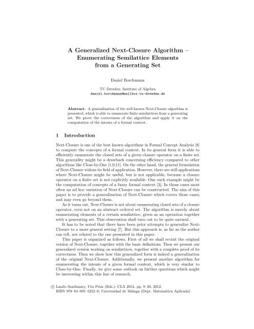 A Generalized Next Closure Algorithm Concept Lattices And Their