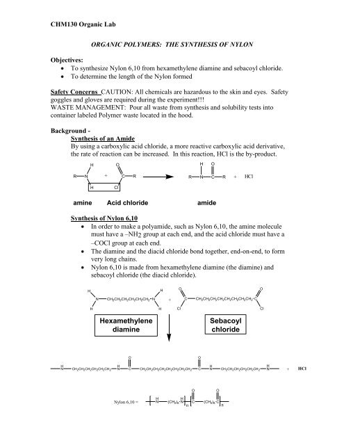 ORGANIC POLYMERS: THE SYNTHESIS OF NYLON