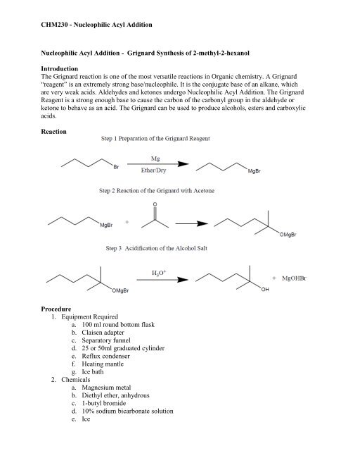 Nucleophilic Acyl Addition Nucleophilic Acyl Addition - classes link 1