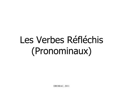 Les Verbes Réfléchis
