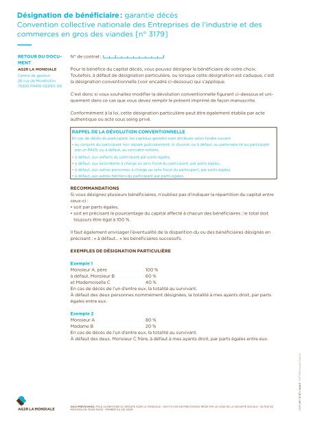 Téléchargez le formulaire de désignation bénéficiaire en cas de décès
