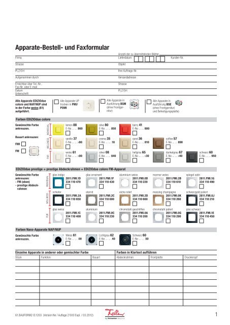 Apparate-Bestell- und Faxformular - Feller Clixx