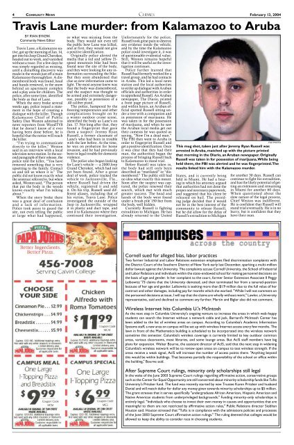 Travis Lane murder: from Kalamazoo to Aruba - Student ...