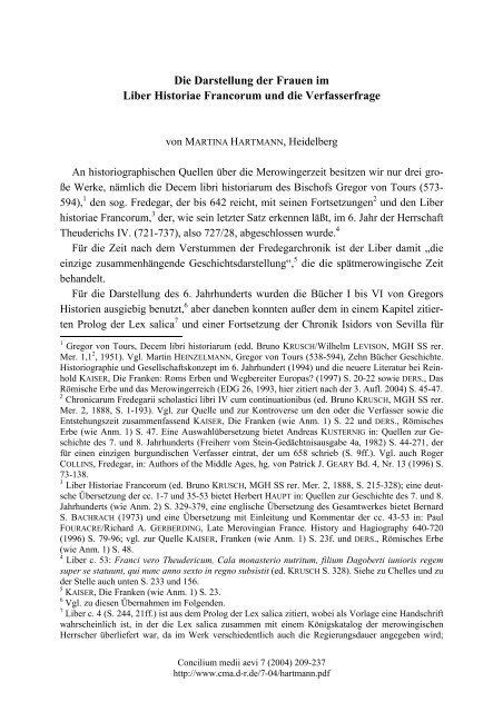 Die Darstellung der Frauen im Liber Historiae Francorum und die ...
