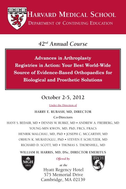 HARVARD MEDICAL SCHOOL 42nd Annual Course - CME