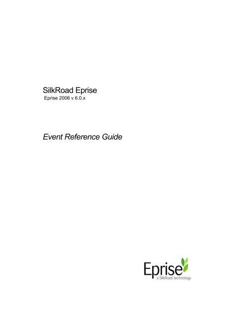 SilkRoad Eprise Event Reference Guide