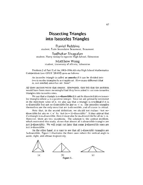 Dissecting Triangles into Isosceles Triangles - Canadian ...