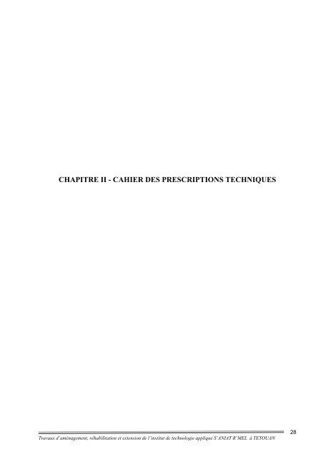 chapitre ii - cahier des prescriptions techniques - OFPPT