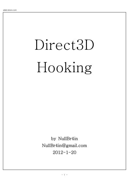 Detours Hook을 이용한 D3D 후킹 [NullBr4in].pdf - AJLab - Tistory