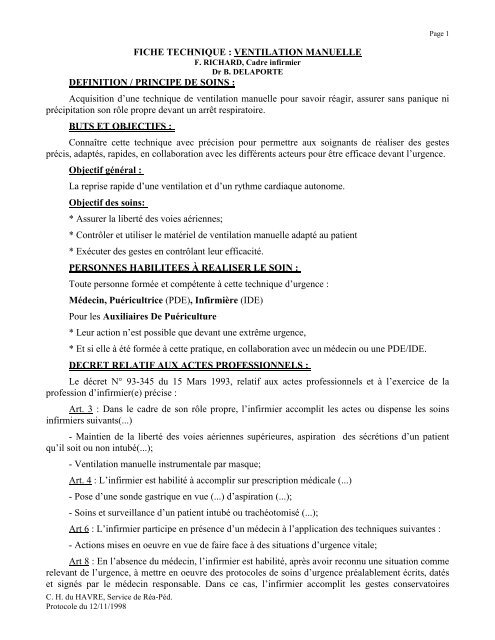 FICHE TECHNIQUE : VENTILATION MANUELLE ... - gfrup