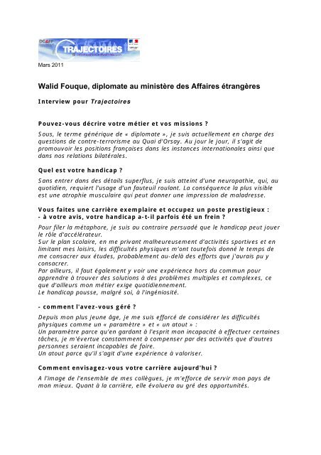 Walid Fouque, diplomate au ministère des ... - Fonction publique