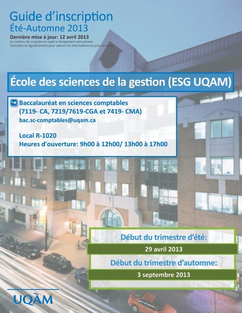 Guide d'inscription - Registrariat - UQAM