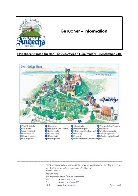 Besucher â Information - Kloster Andechs
