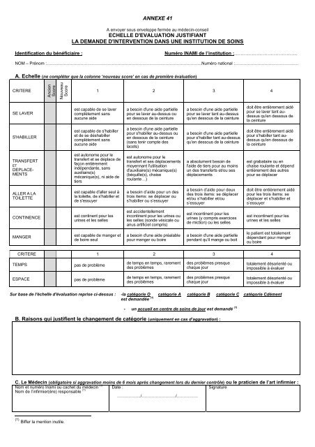 Echelle d'évaluation Katz