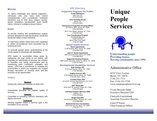 Unique People Services Administrative Office