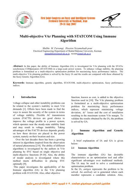 Multi Objective Var Planning With Statcom Using Immune Algorithm