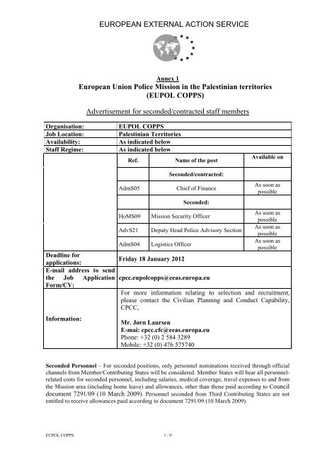 European Union Police Mission in the Palestinian territories - Europa