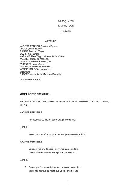 LE TARTUFFE - Molière