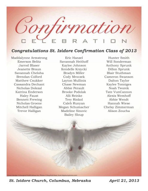 Congratulations St. Isidore Confirmation Class of 2013