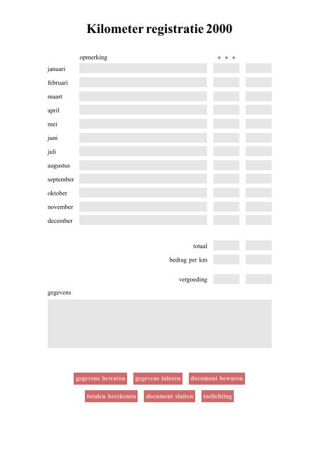 Kilometer registratie formulier - Pragma ADE