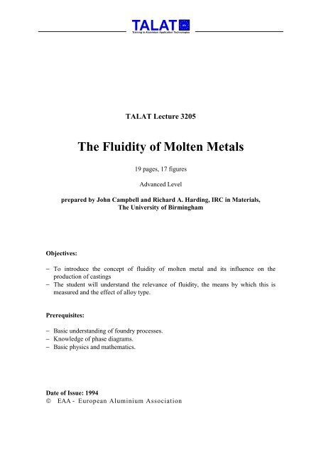 3205 The Fluidity of Molten Metals - CORE-Materials