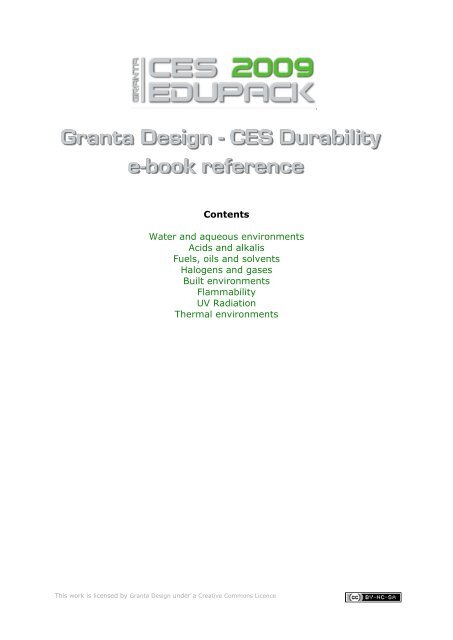 Granta Design • CES Edupack 2009 • Durability ... - CORE-Materials
