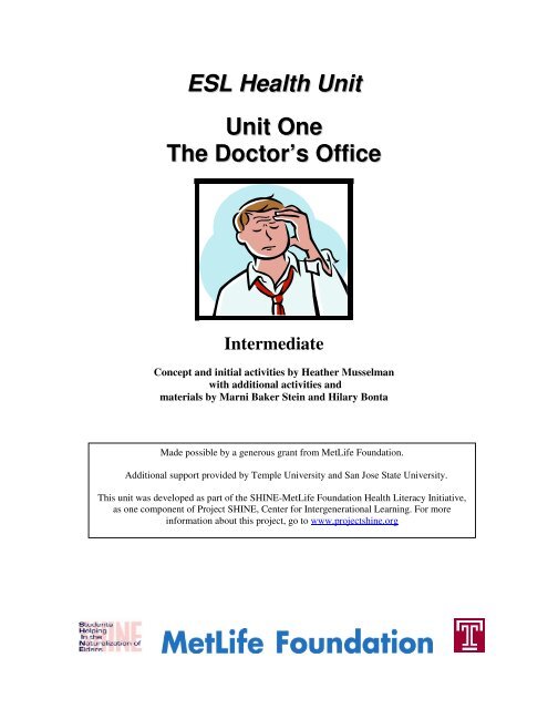 ESL Health Unit Unit One The Doctor's Office - Project SHINE