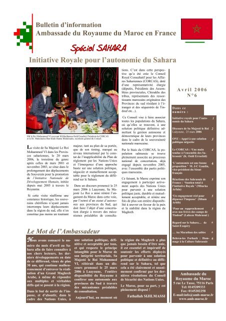 Spécial SAHARA Spécial SAHARA - Ambassade du Maroc en France