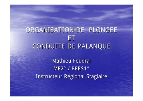 ORGANISATION DE PLONGEE ET CONDUITE ... - Jacquet Stephan