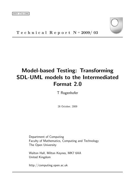 Model Based Testing Transforming Sdl Uml Models To The