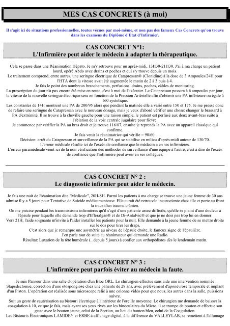 MES CAS CONCRETS (à moi)