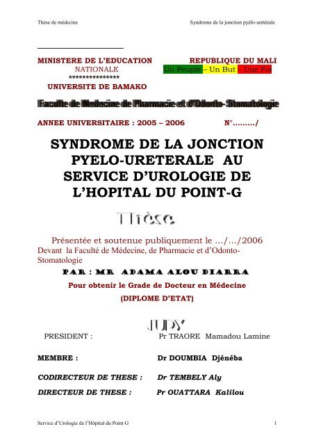 syndrome de la jonction pyelo-ureterale au service d'urologie