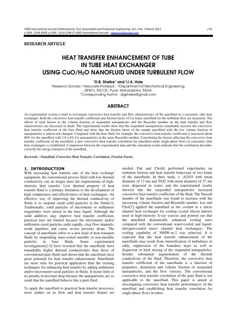 HEAT TRANSFER ENHANCEMENT OF TUBE IN TUBE HEAT ...