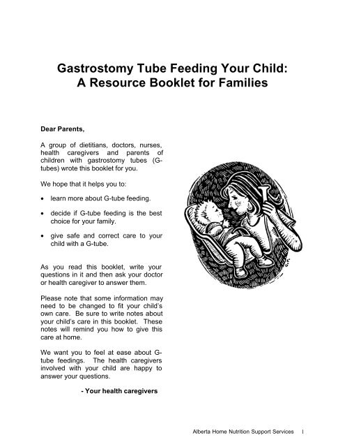 Gastrostomy Tube Feeding Your Child: A Resource ... - Capital Health