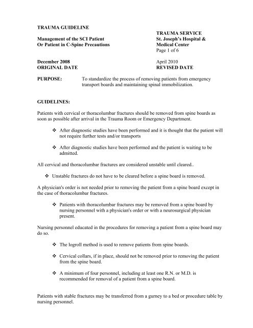 TRAUMA GUIDELINE Manageme