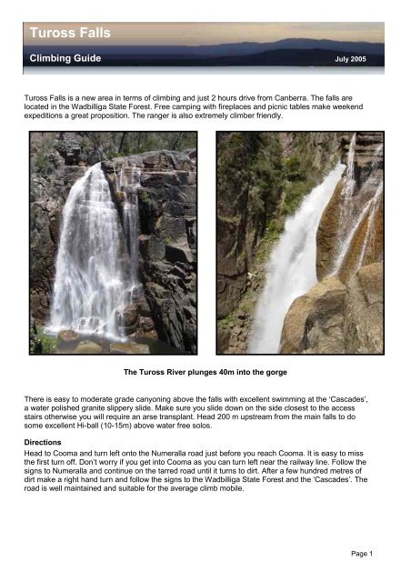 Tuross Falls - Canberra Climbing