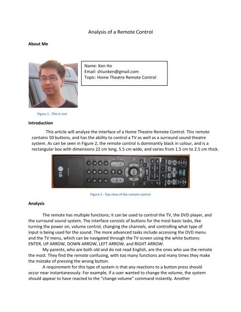 Analysis of a Remote Control - Courses