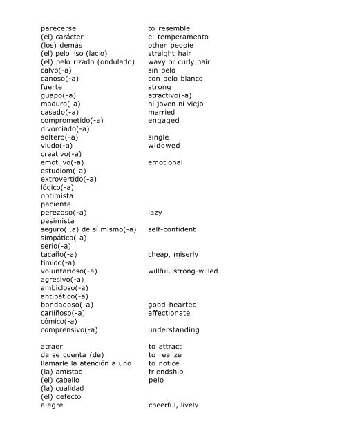 Lista De Adjetivos útiles En Formato Pdf Stthomas