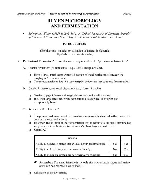 RUMEN MICROBIOLOGY AND FERMENTATION