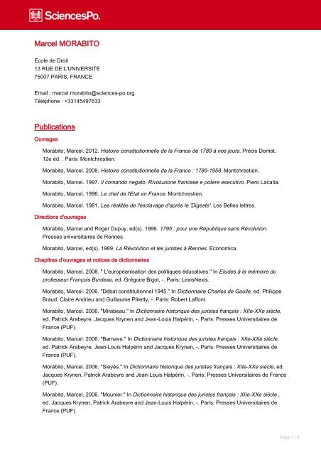 CV Marcel Morabito - Sciences Po Spire